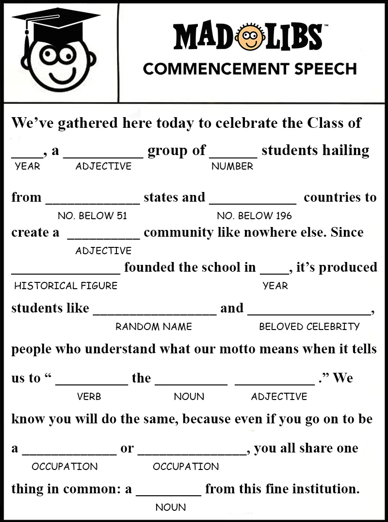 Graduation Mad Libs Graduation Mad Lib *distance Learning Google Slide