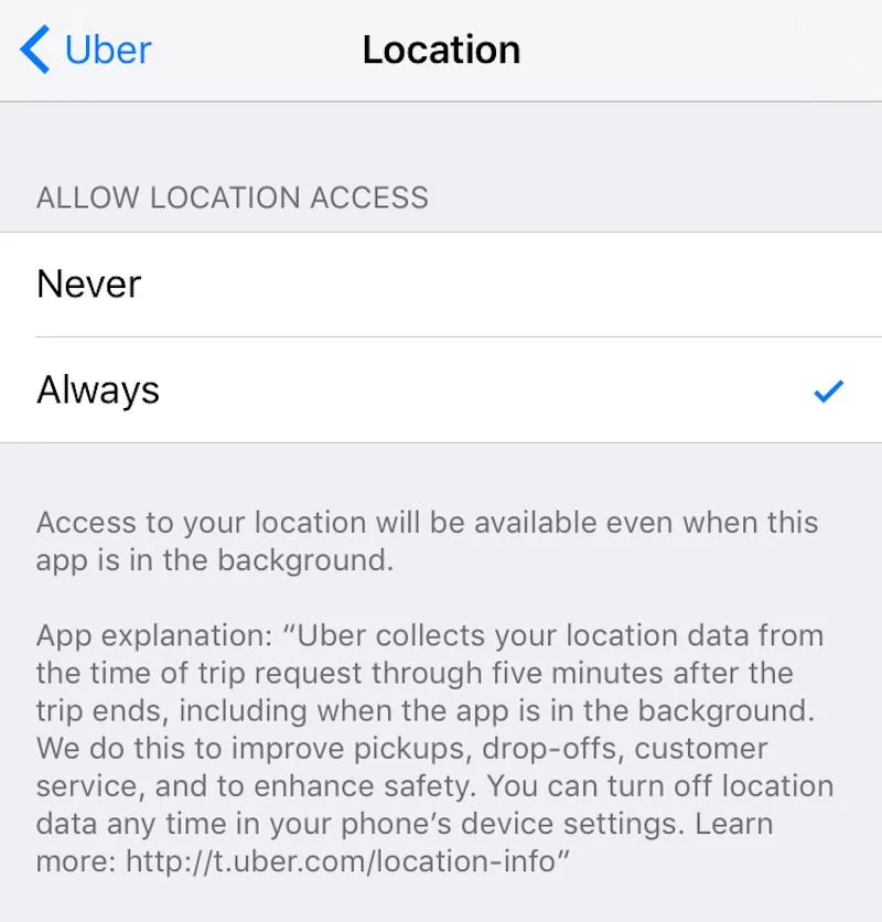 Uber's Latest Update Tracks Your Location After Using App