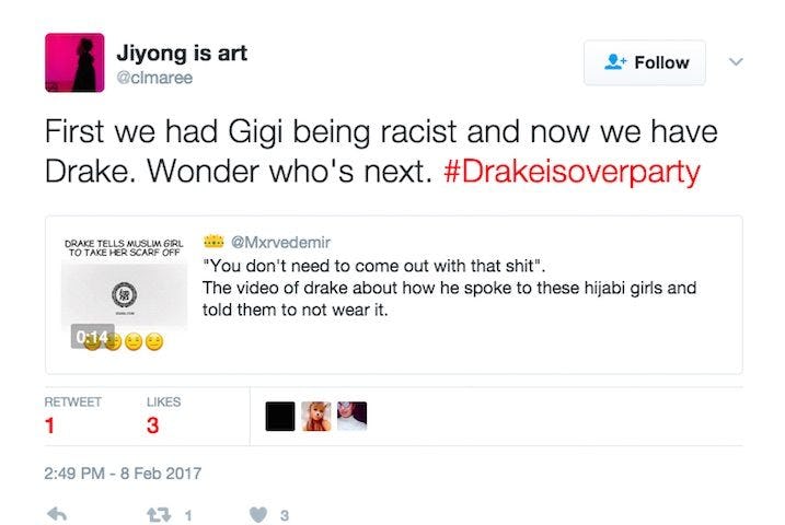 Drake Responds To Story About Disrespectful Hijab Comment