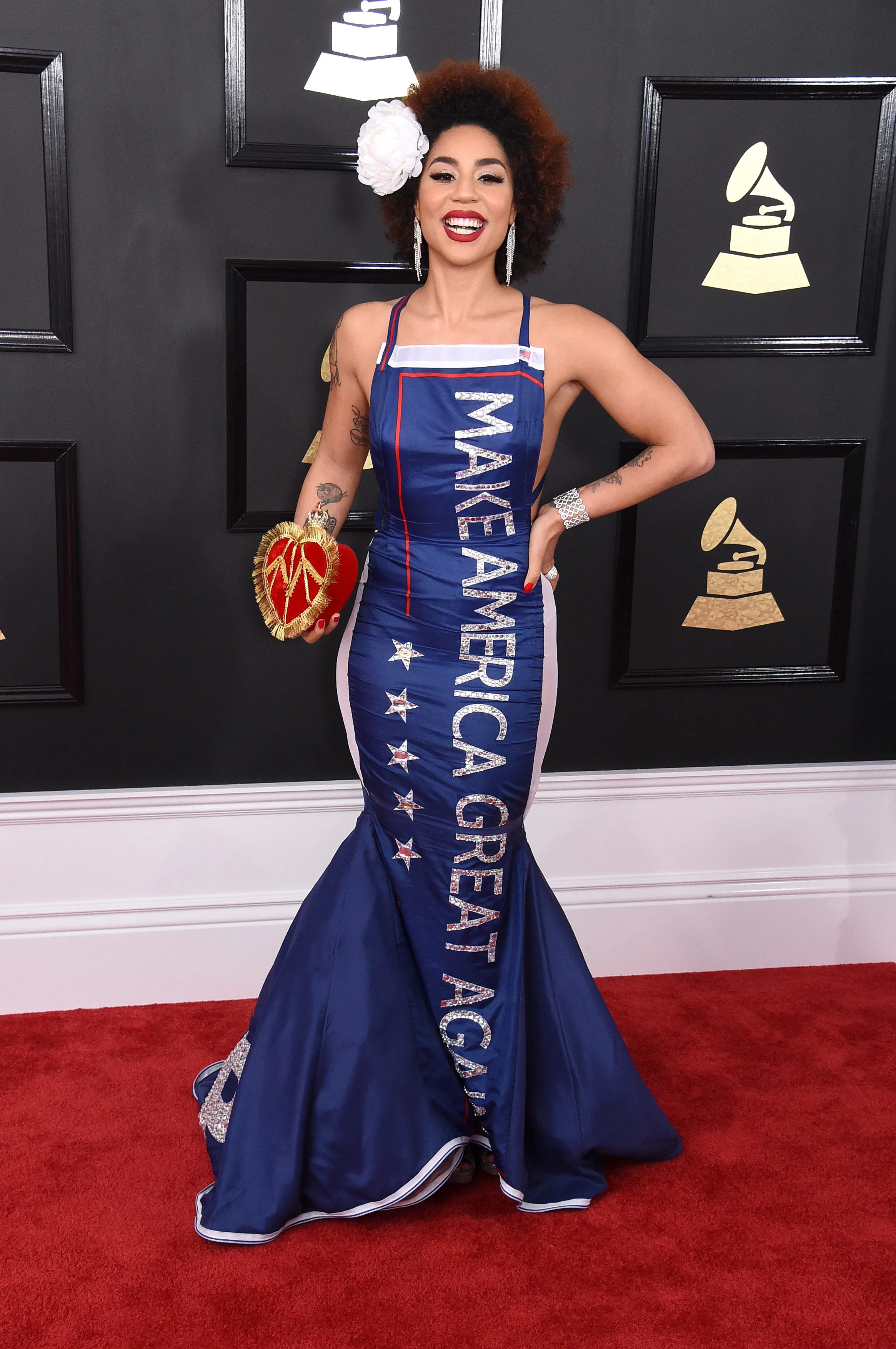Joy Villa Showed Up To The Grammys In A Trump Dress