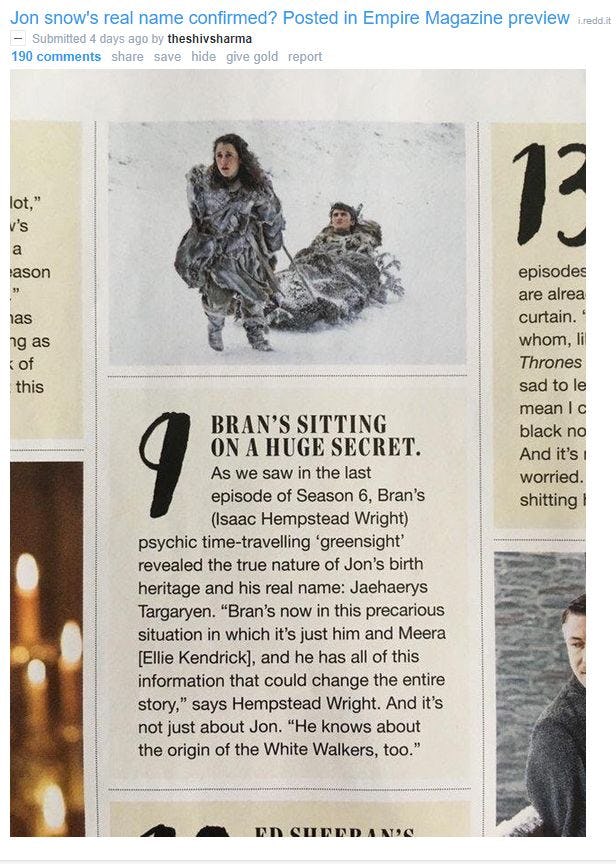 What Is Jon Snow's Real Name?