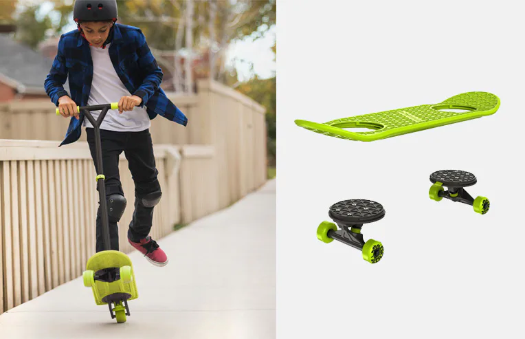 This Skateboard Coverts Into a Scooter, Balance, and Bounce Board