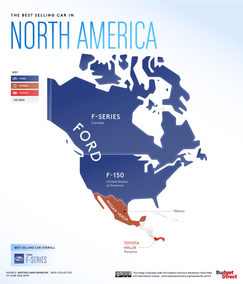 New Maps Show The Most Popular Cars in the World