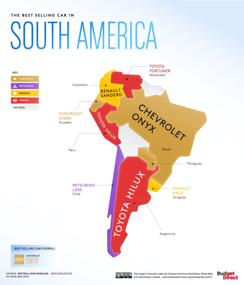 New Maps Show The Most Popular Cars in the World