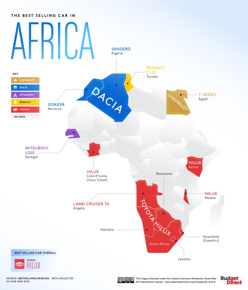 New Maps Show The Most Popular Cars in the World