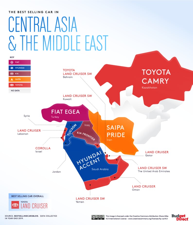 New Maps Show The Most Popular Cars in the World