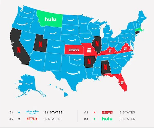 Map Shows Most Popular Streaming Service in Every State