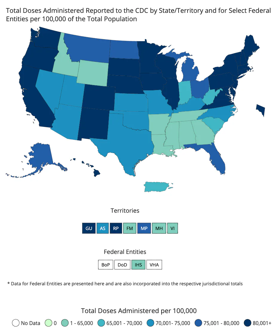 Map of Vaccine Rates in States Shows Electoral College Divide