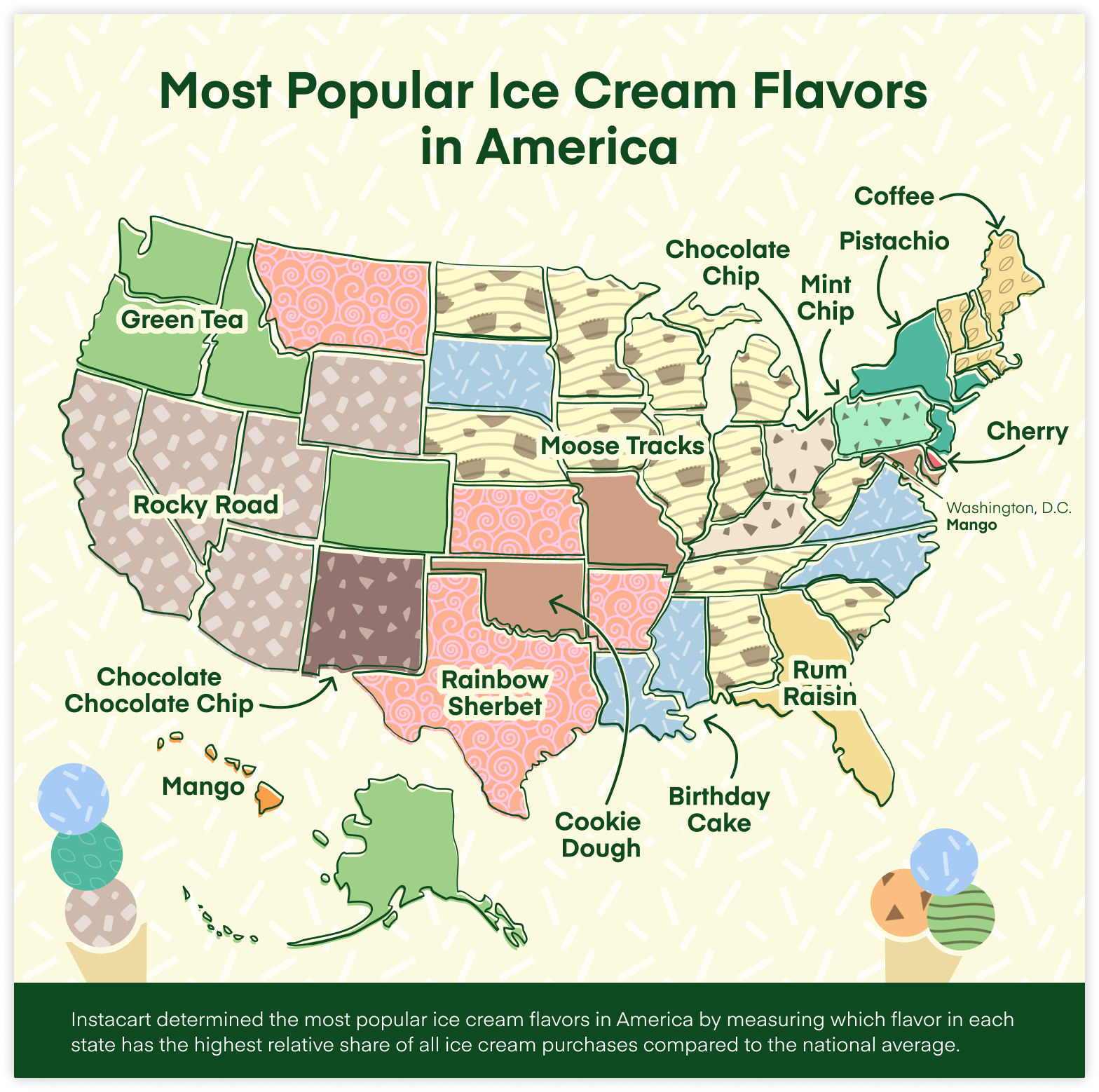 Map Shows Most Popular Ice Cream Flavor in Every State