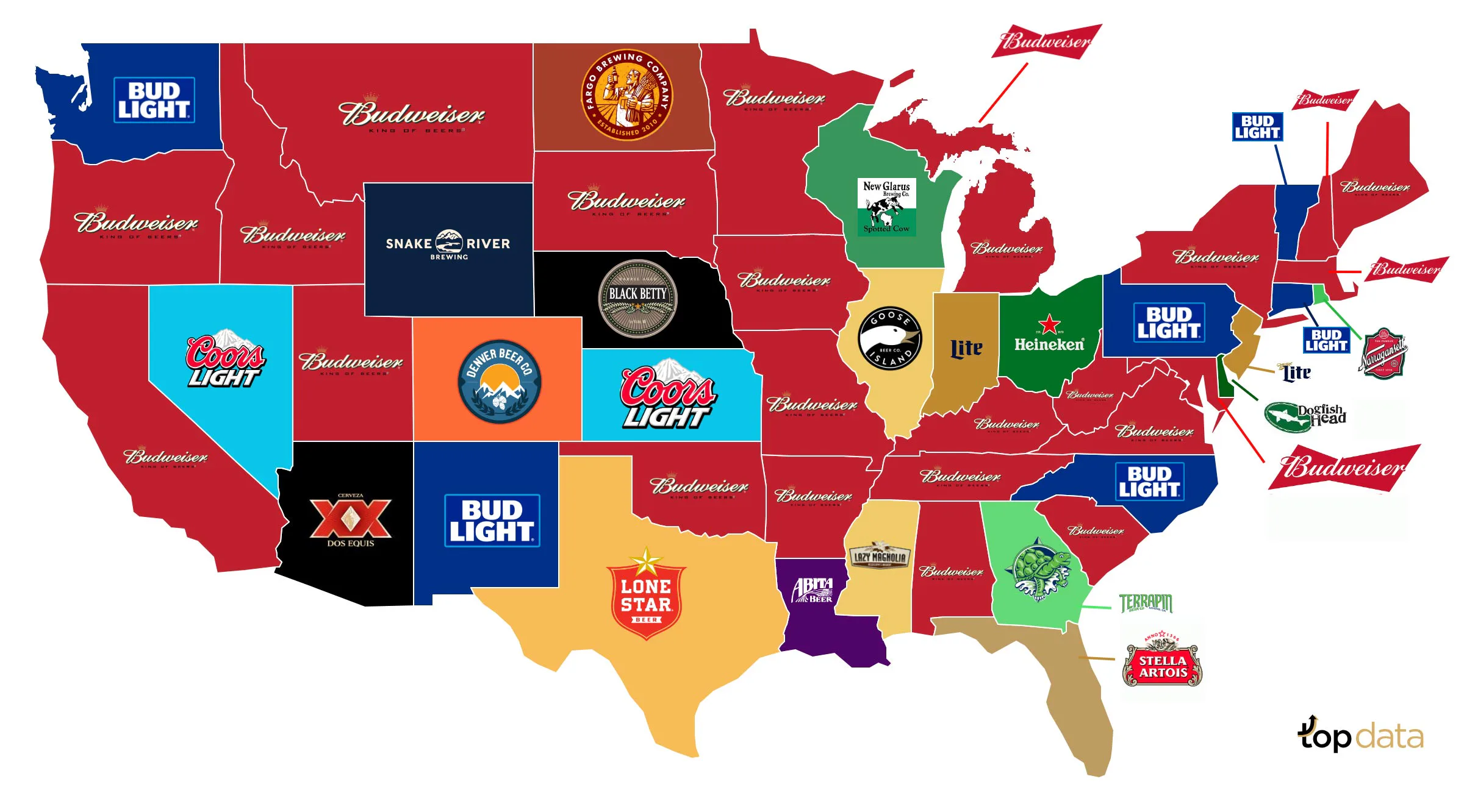 Beer Popularity: Map Shows Most Popular Brand in Each State