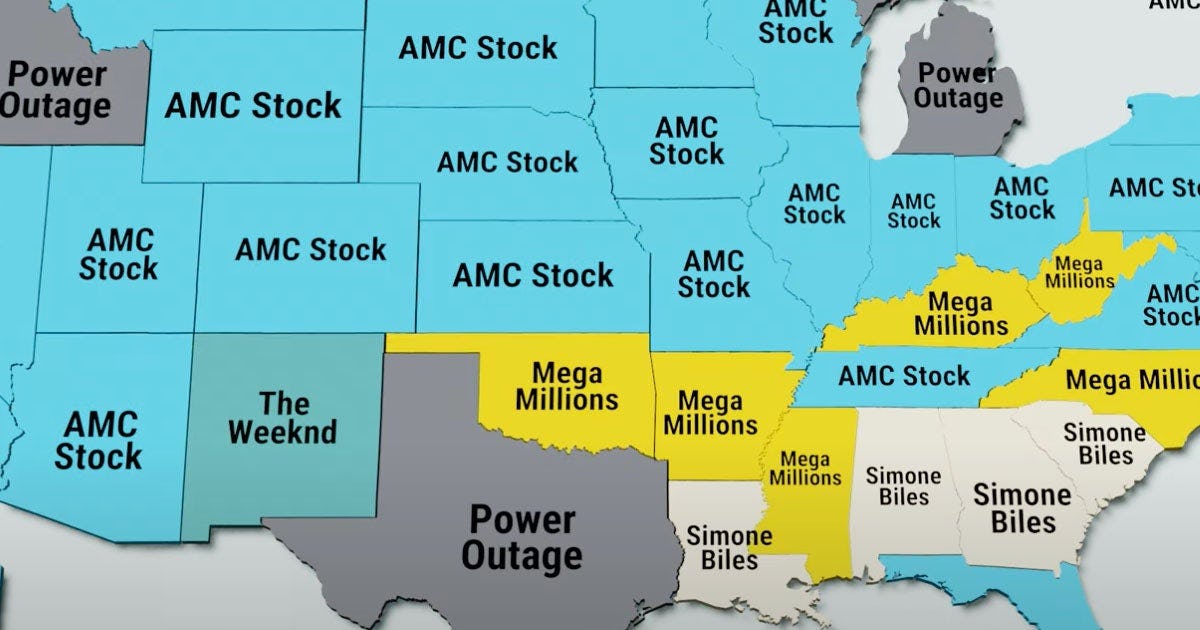 A Map That Shows 2021's Most "Googled" Things is Fascinating