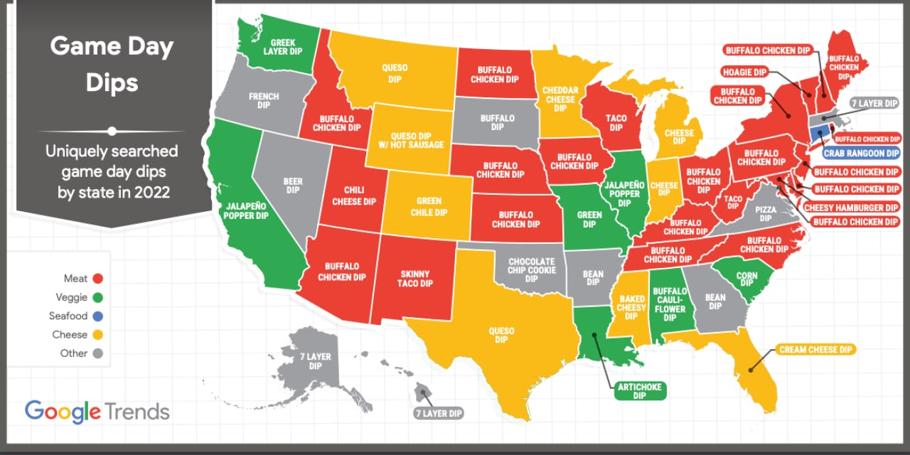 Popular Dips: Map Shows the Favorite Game Day Dip in Every State