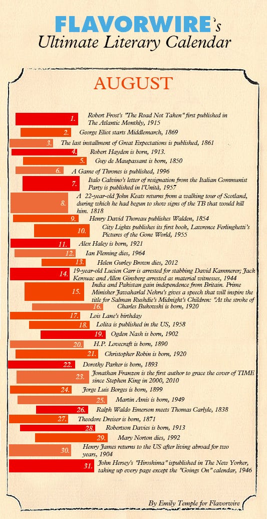 Flavorwire’s Ultimate Literary Calendar: A Bookish Event for Every Day ...