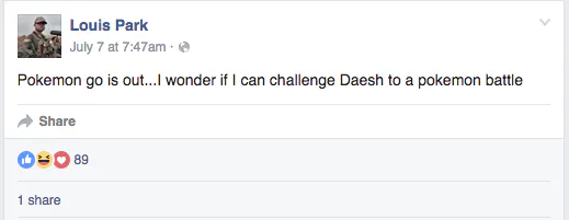 American Fighter Challenges ISIS to a Pokemon Go Battle in Iraq