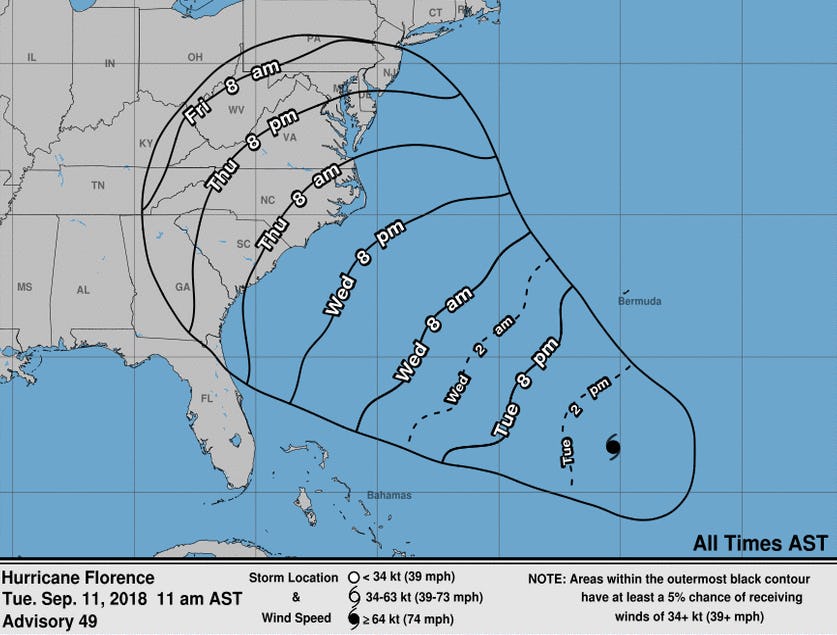 Hurricane Florence Landfall by Location: NOAA Warns of Multi-Week Storm