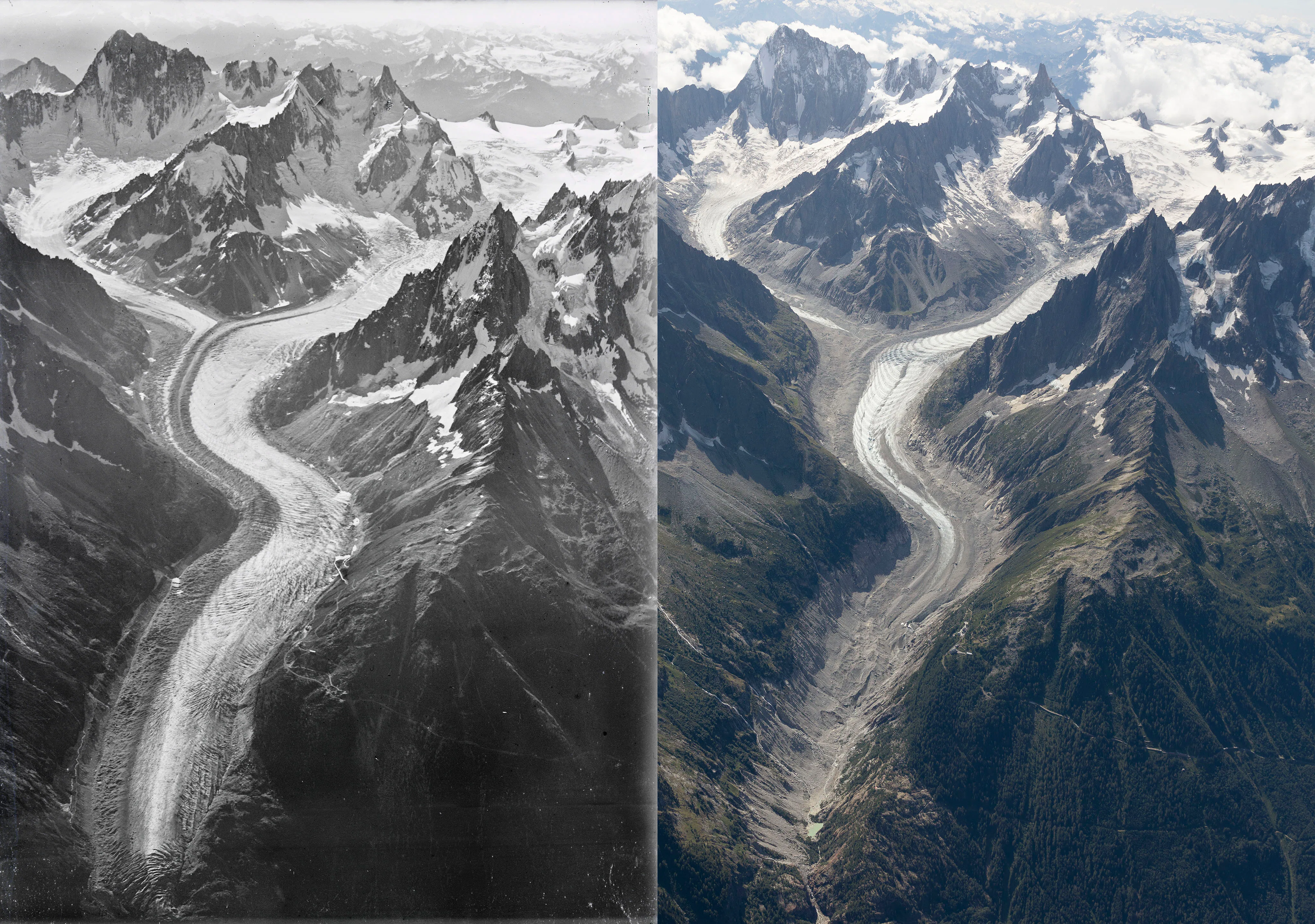 Glacier photos taken 100 years apart show the severity of climate change