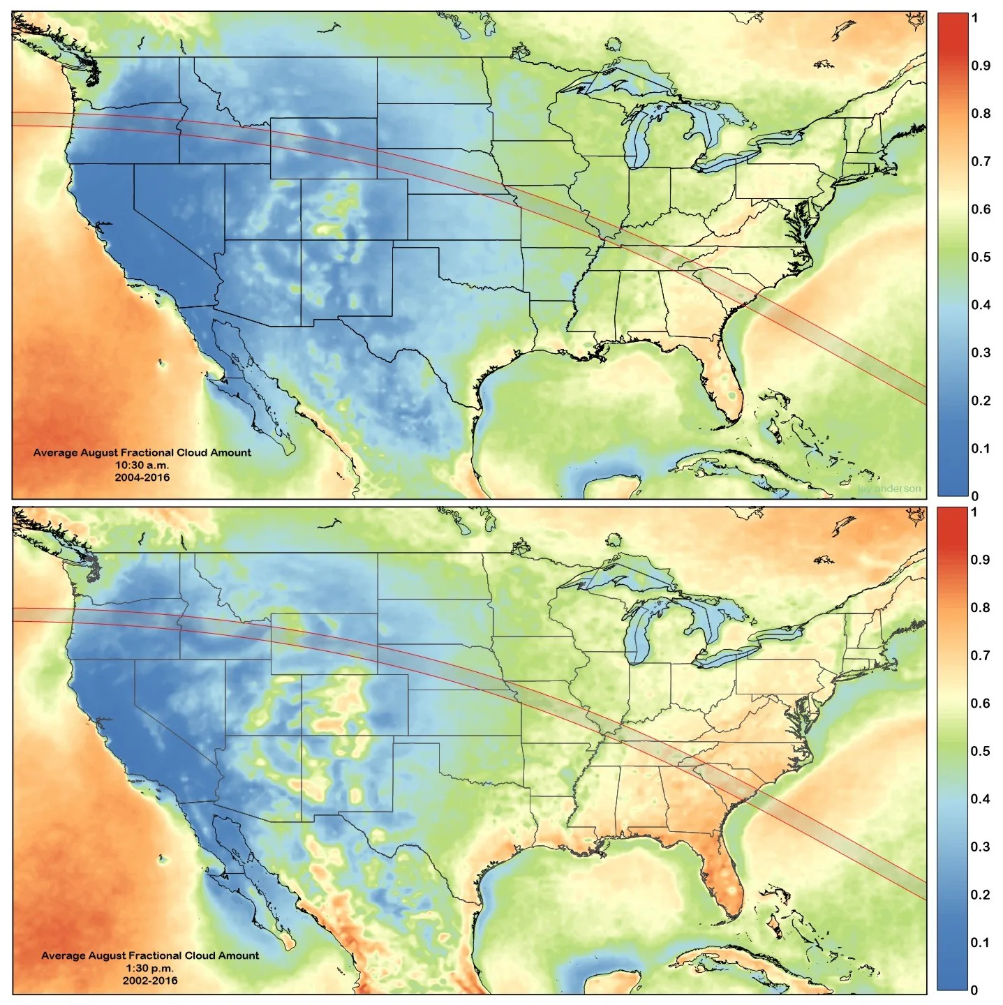 U.S. Map Shows Where It's Cloudy for Today's Total Solar Eclipse