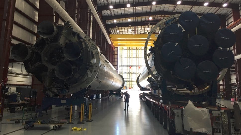 Elon Musk Shares Photo of Two SpaceX Falcon 9 Rockets: "By Land and by Sea"