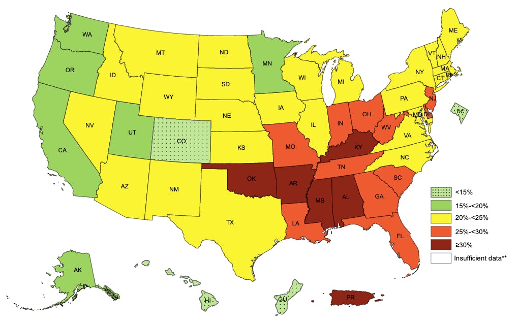 Least-fit states: 2020 CDC maps reveal who's up and down