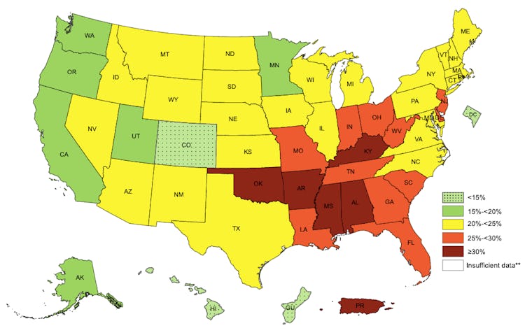Least-fit states: 2020 CDC maps reveal who's up and down