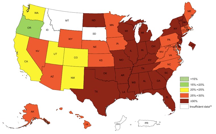 Least-fit states: 2020 CDC maps reveal who's up and down