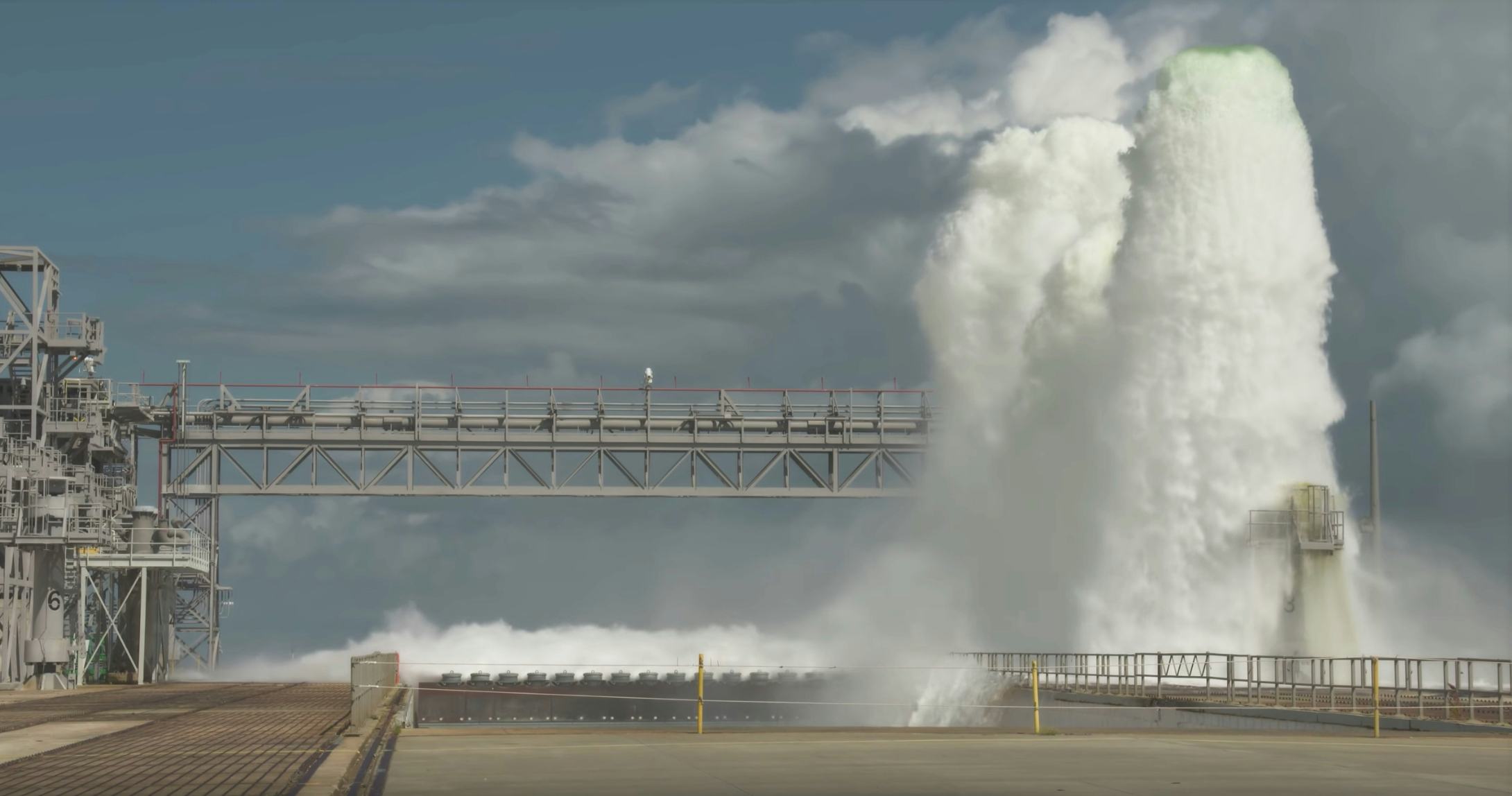 Watch NASA Perform Water Deluge Test to Prepare for SLS Launch