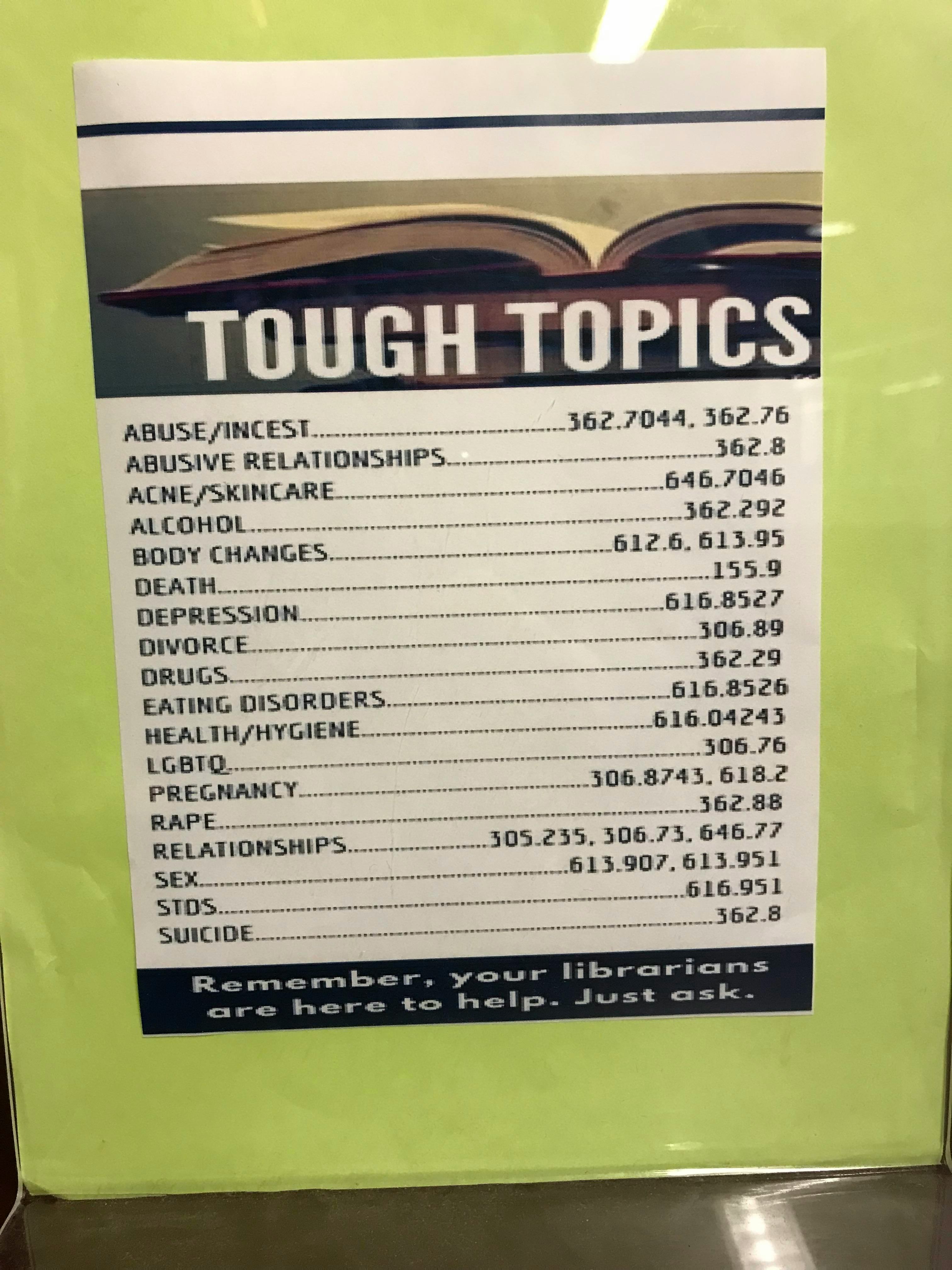 "Tough Topics" Poster in New York Library Will Hang Indefinitely