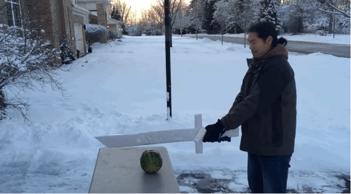 Will This Ice Sword Slice Through a Watermelon?