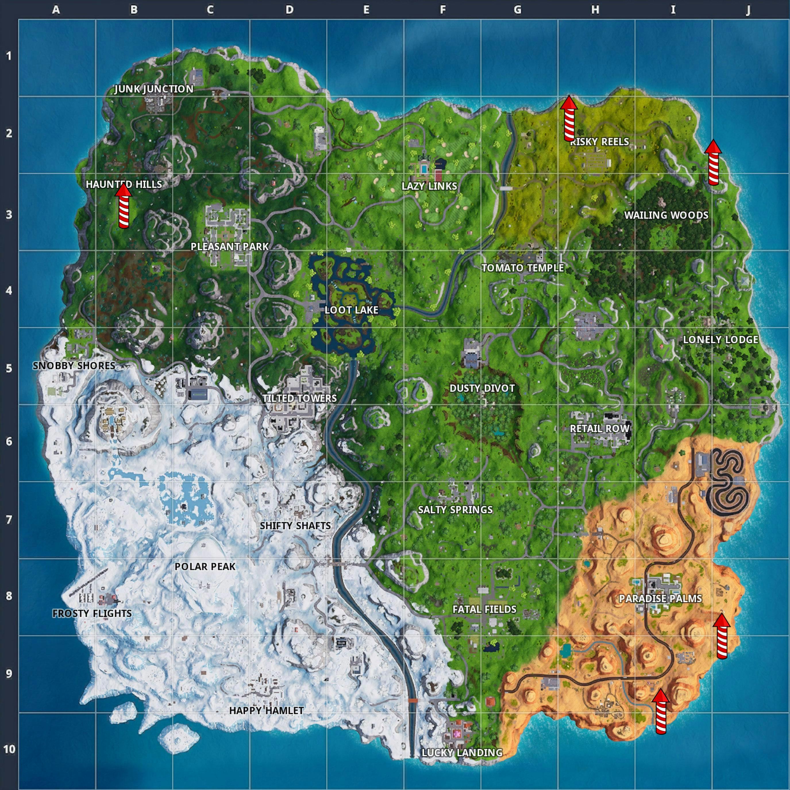 'Fortnite' Fireworks Locations: Map for Where to Launch Them in Week 4