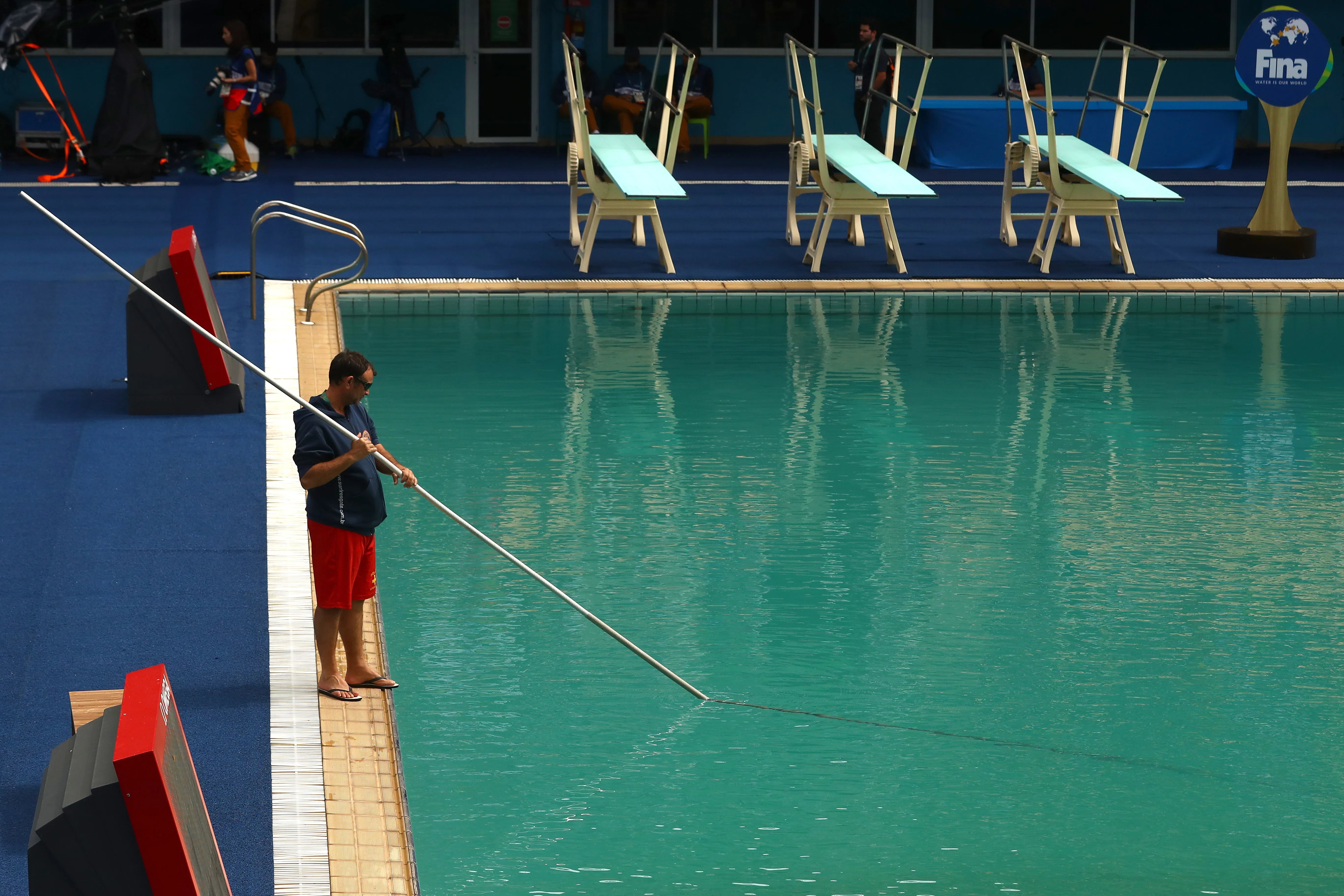 Green Diving Pool Open For Olympic Diving Semifinals Rio 2016