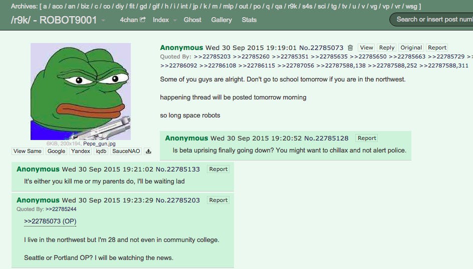 Federal Authorities Investigate 4chan Thread Following Oregon Shooting