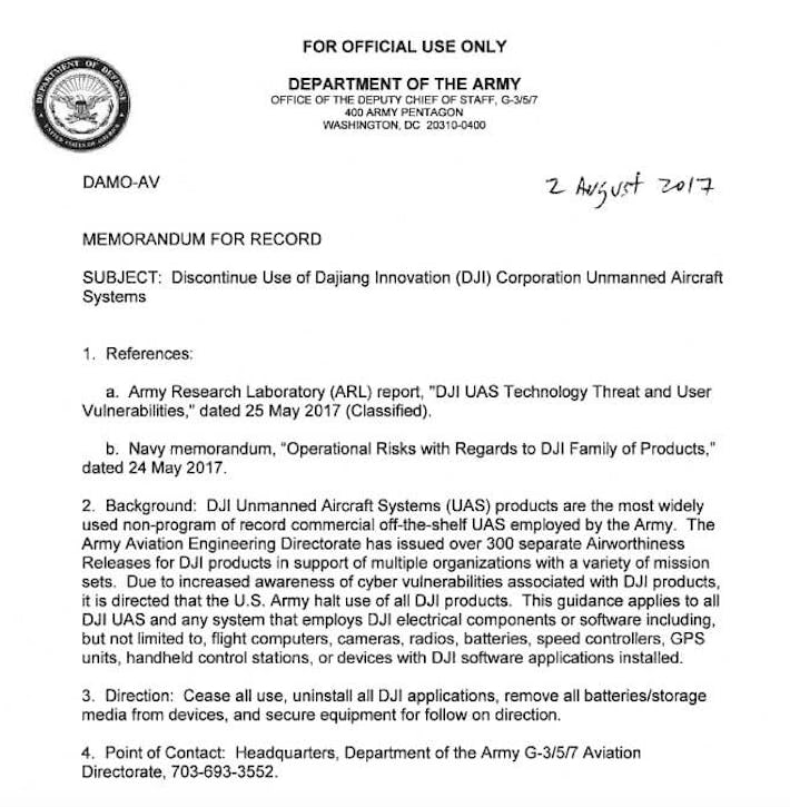 The Obvious Reason the U.S. Military Just Banned the Use of DJI Drones