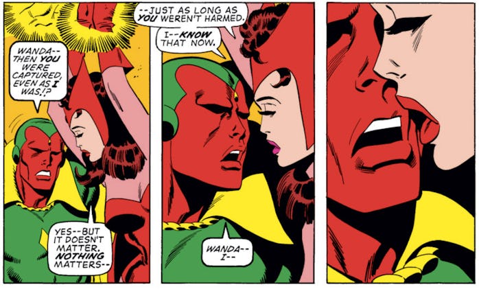 Photos Show Scarlet Witch And Vision Kissing In Infinity War
