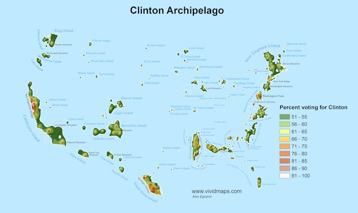 Detailed Maps Split the U.S. Into TrumpLand and the Clinton Archipelago