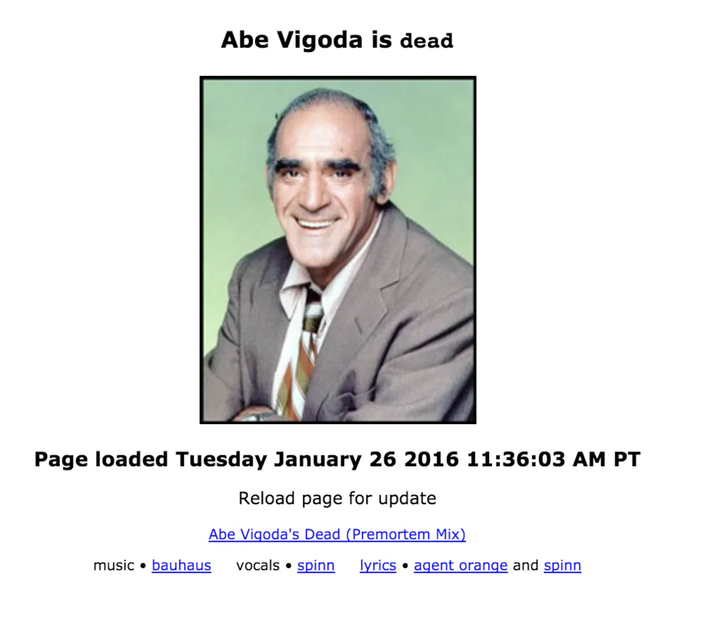 AbeVigoda.Com Makes Timely Update