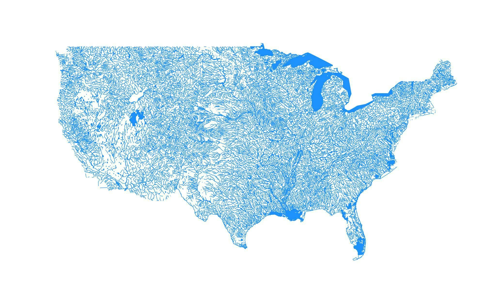 Map Uses Geological Survey Data to Show Every Body of Water in the U.S.