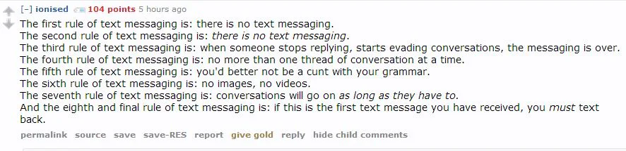 If a Text Message Rule Book Existed, What Would Rule Number One Be ...