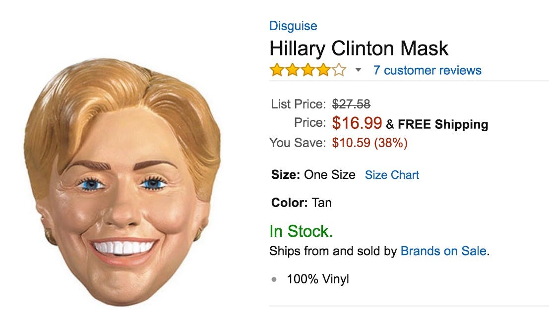Cheap Hillary Clinton Masks For Halloween That Will Be Great For The ...