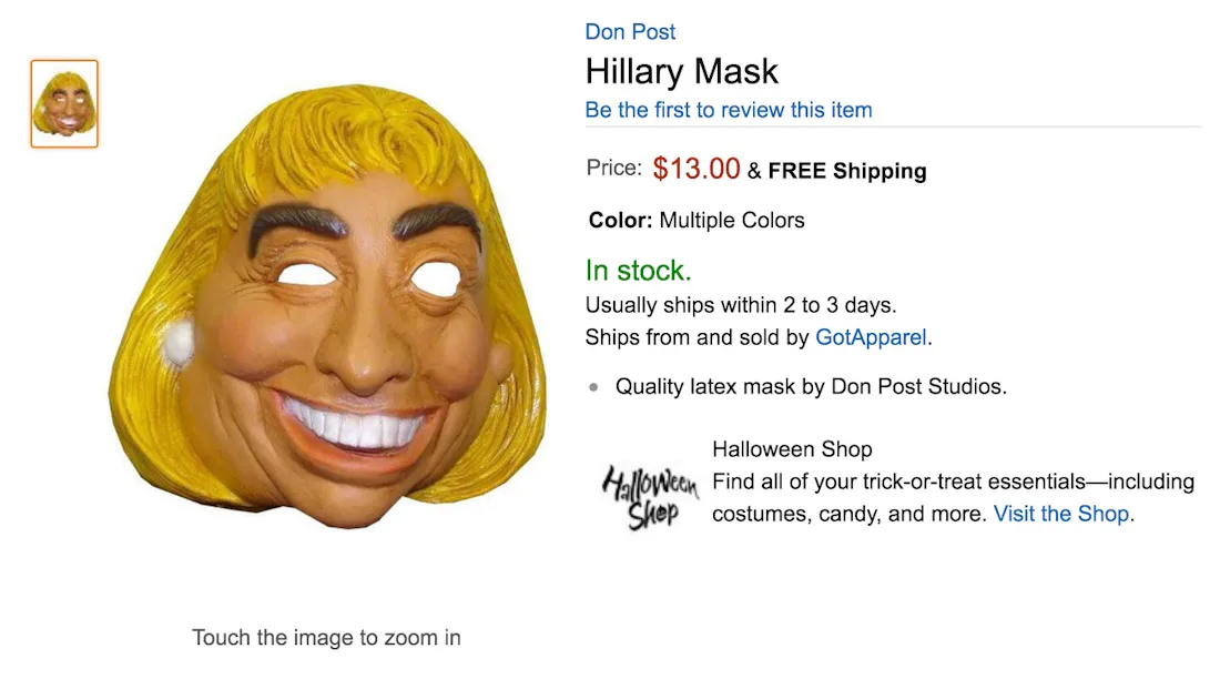 Cheap Hillary Clinton Masks For Halloween That Will Be Great For The ...