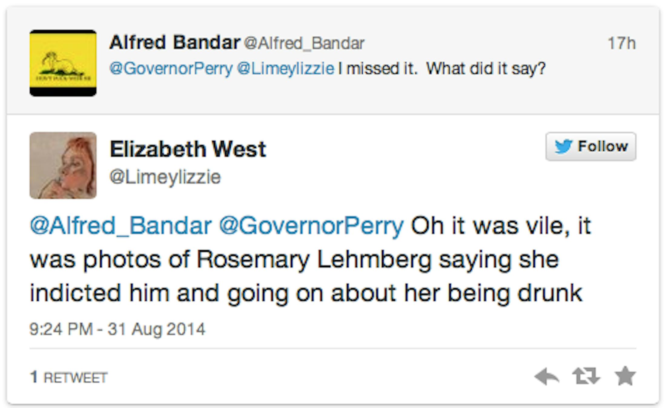 Rick Perry Subtweets Texas Democrat Rosemary Lehmberg In The Classiest ...