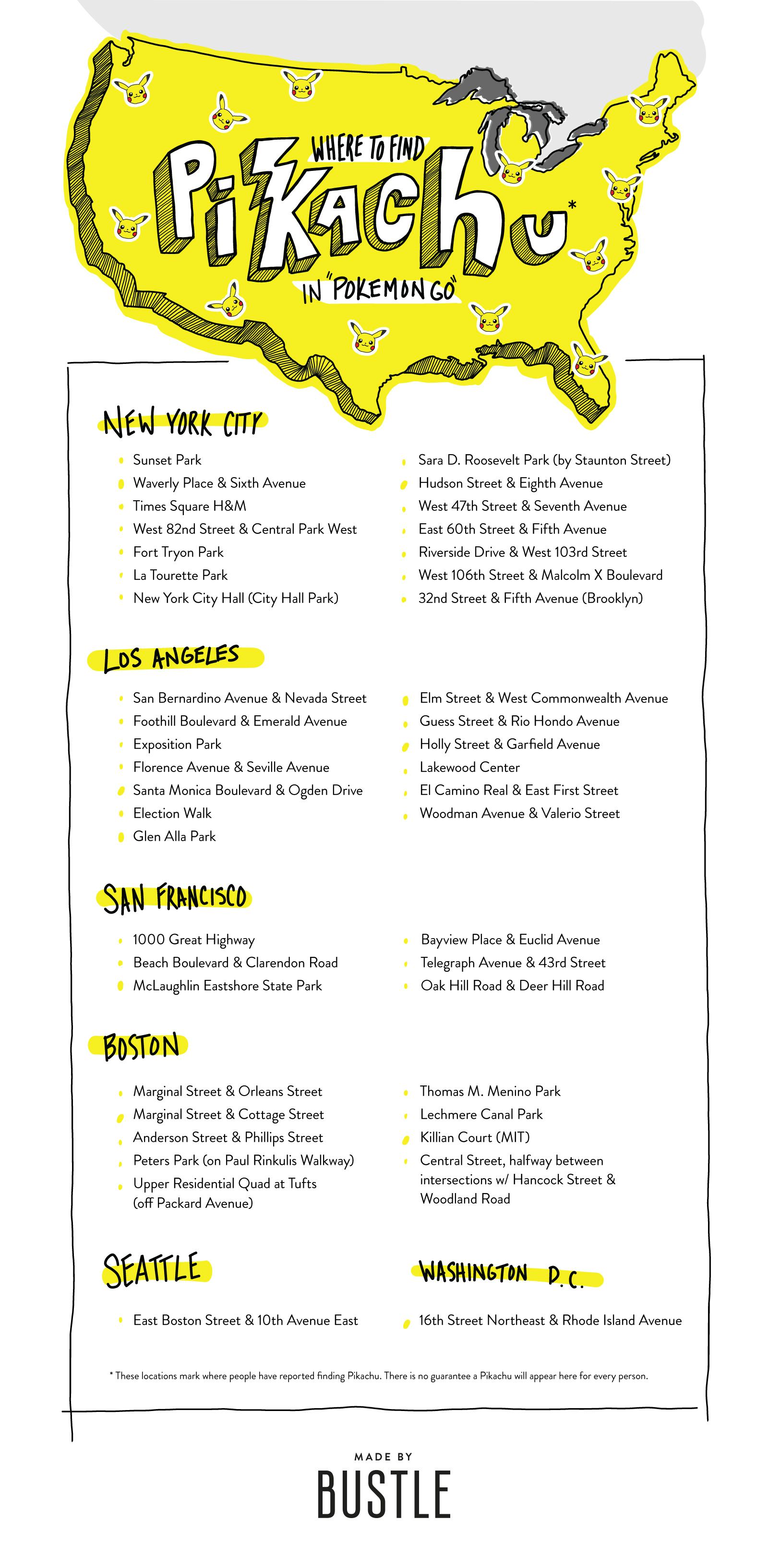 Where To Catch Pikachu In "Pokemon Go," According To This Helpful Map