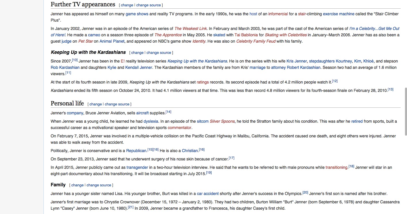 Bruce Jenner Wikipedia Page Now Uses The Name Caitlyn And Female ...