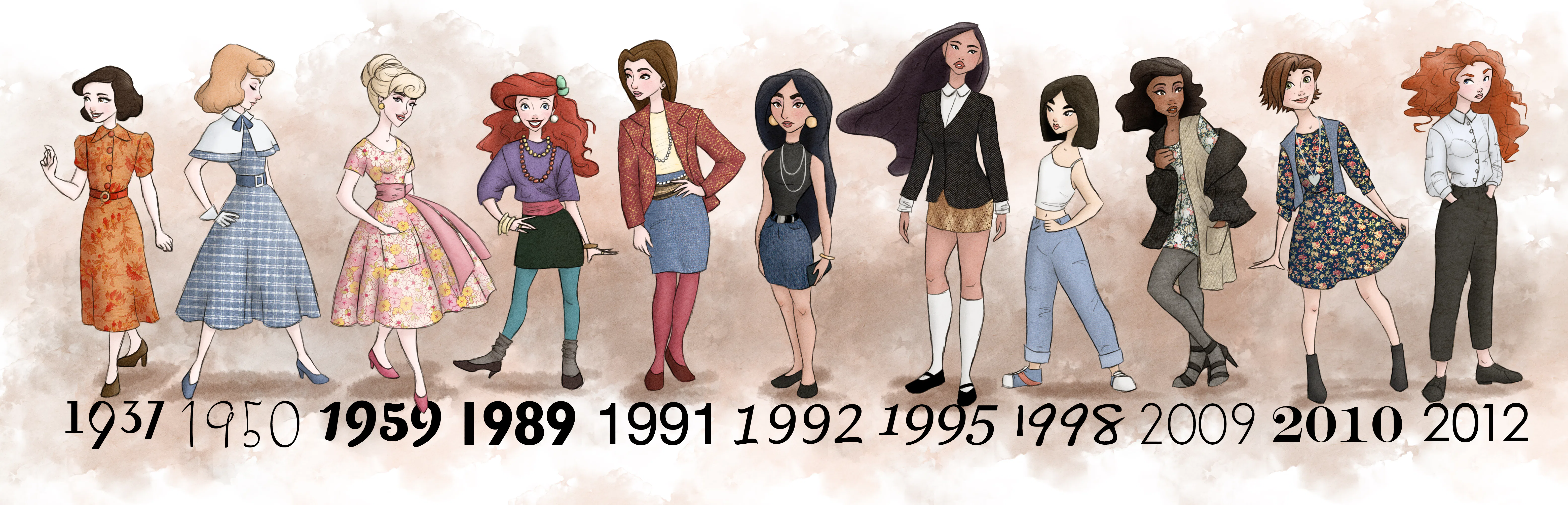 What Disney Princesses Would Have Worn Through The 20th And 21st Centuries
