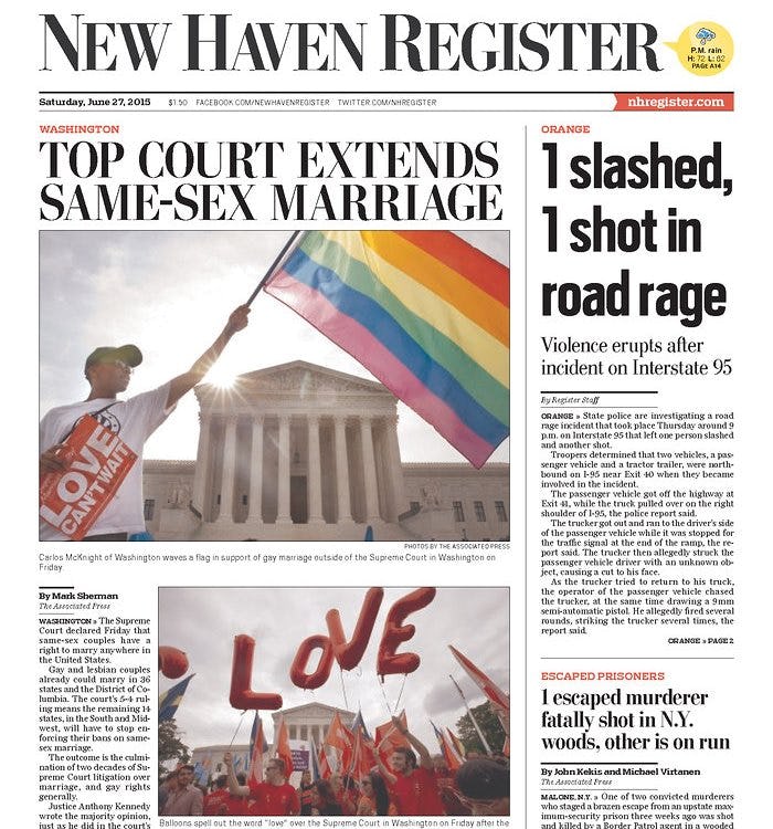Gay Marriage Reactions From Newspapers Across The United States Are ...