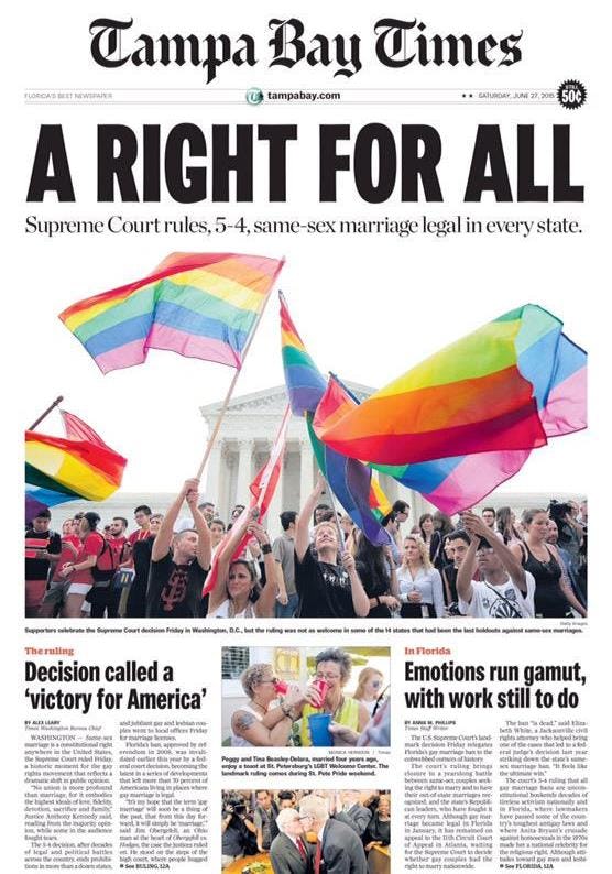 Gay Marriage Reactions From Newspapers Across The United States Are ...