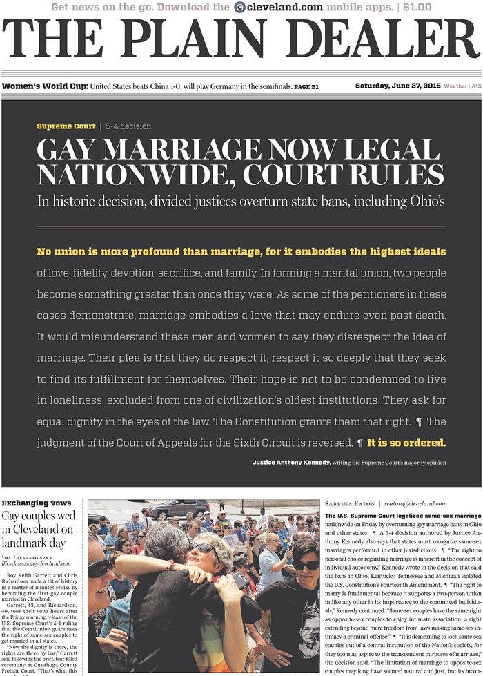 Gay Marriage Reactions From Newspapers Across The United States Are ...