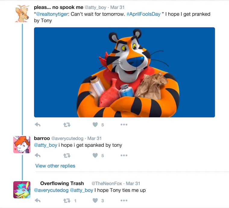 Tony The Tiger's Twitter Account Keeps Getting Mentioned By Furries ...