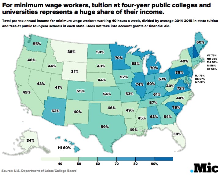 One Map Shows Just How Expensive College Can Be for Students Making ...