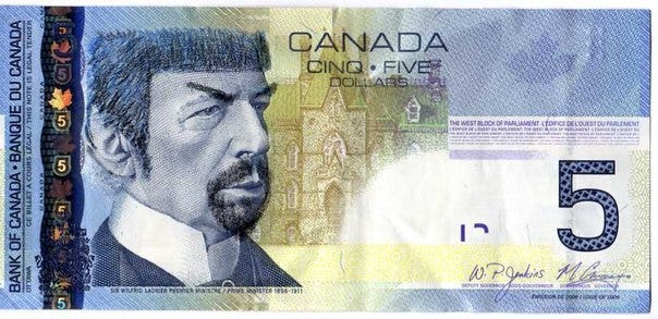 Canadians Are "Spocking" Their $5 Bills in a Perfect Tribute to Leonard ...