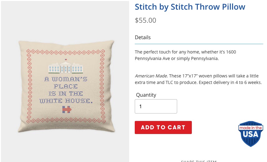 Hillary Clinton's New Swag: "A Woman's Place Is in the White House"